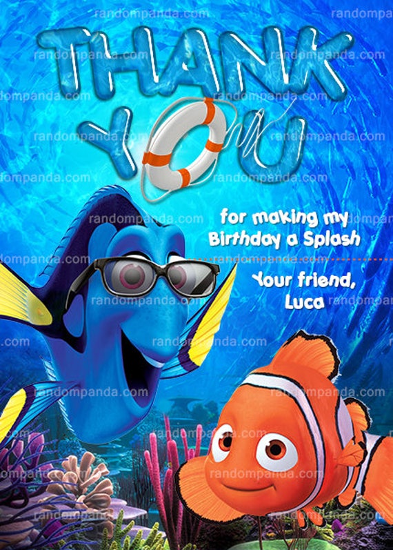 Digital Delivery Finding Nemo Thank You Card Dory Pool | Etsy