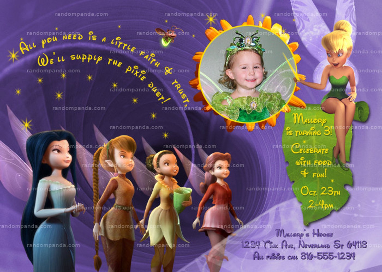 Digital Delivery Tinkerbell Thank you Card Tinkerbell Party | Etsy