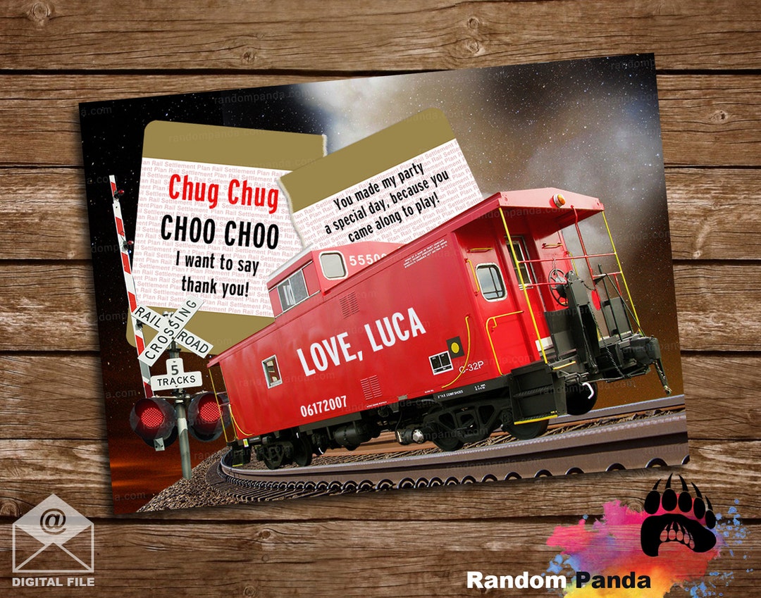 Digital Delivery, Train Caboose Thank You Card, Train Party, Train ...