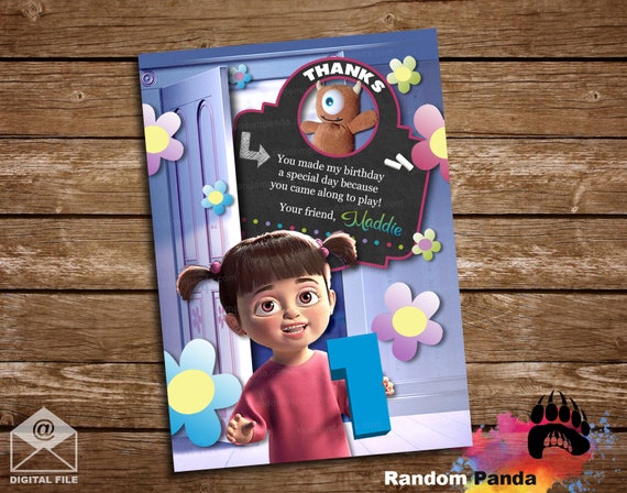 Digital Delivery, Monsters Inc Thank you Card, Boo Party, Monsters Inc ...
