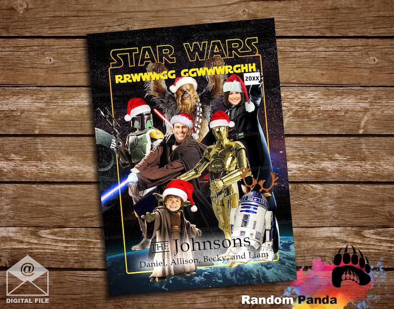 Digital Delivery Funny Star Wars Christmas Card, Jedi Family, Darth ...