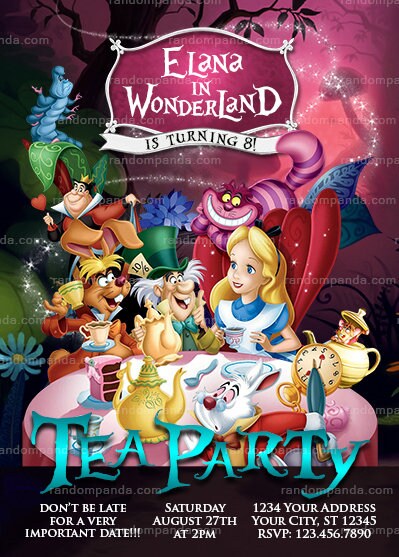 Digital Delivery Alice in Wonderland Invitation Tea Party | Etsy