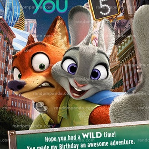 Digital Delivery Zootopia Thank You Card Zootropolis Party - Etsy