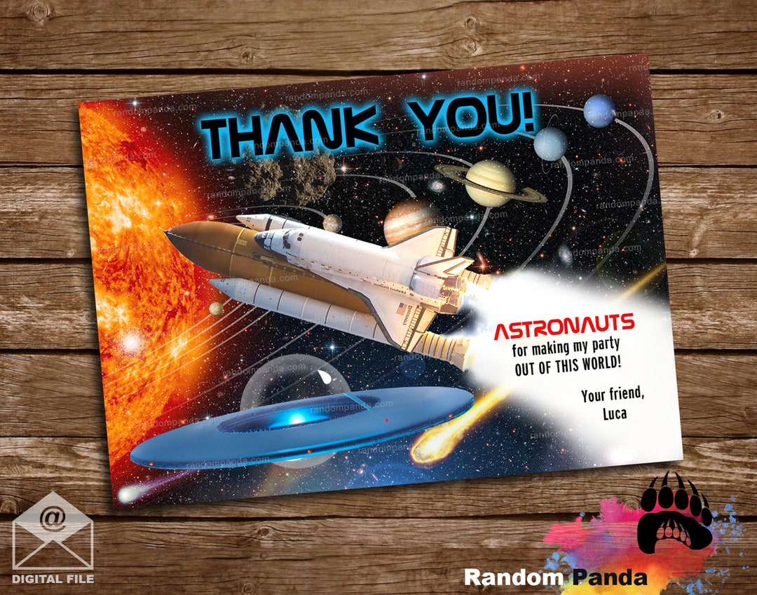 Digital Delivery, Out of This World Party, Astronaut Thank You Card ...