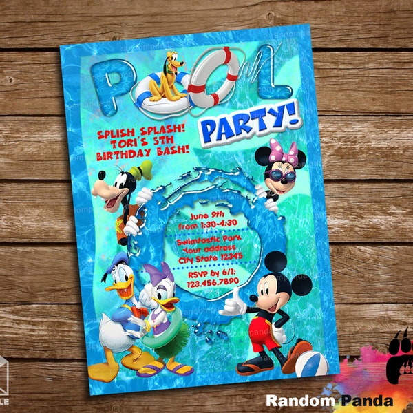 Mickey Mouse Pool Invitation Digital - Etsy