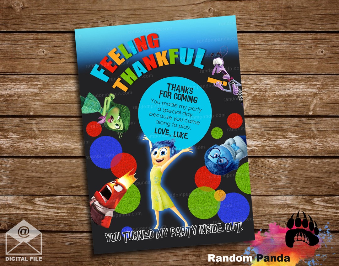 DIGITAL FILE, Inside Out Thank You Card, Joy Party, Inside Out Birthday ...