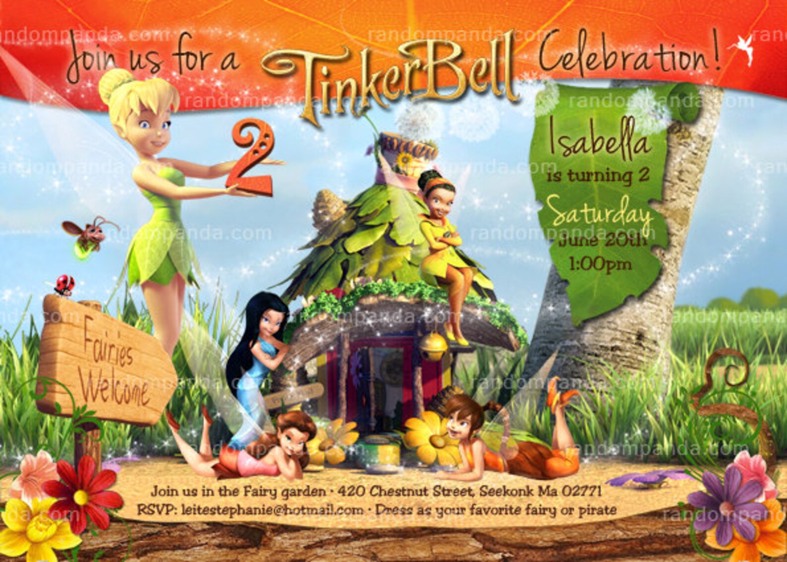 Digital Delivery Tinkerbell Invitation Tinkerbell Birthday - Etsy