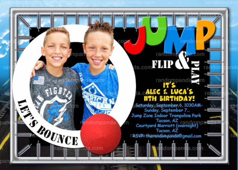 Digital Delivery Trampoline Thank you Card Trampoline Party | Etsy