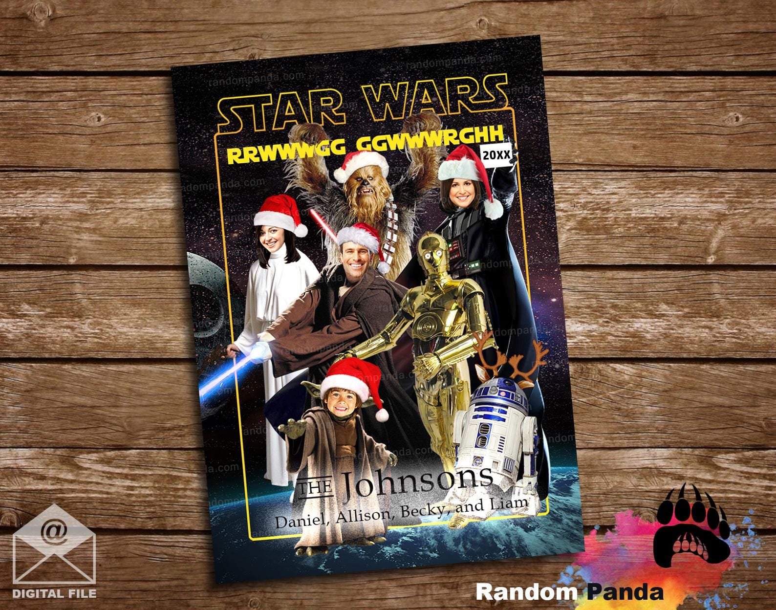 Digital Delivery Funny Star Wars Christmas Card, Jedi Family, Darth ...