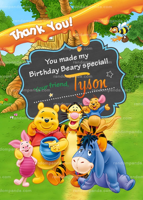 Digital Delivery, Winnie and the Pooh Thank You Card, Tigger Birthday ...