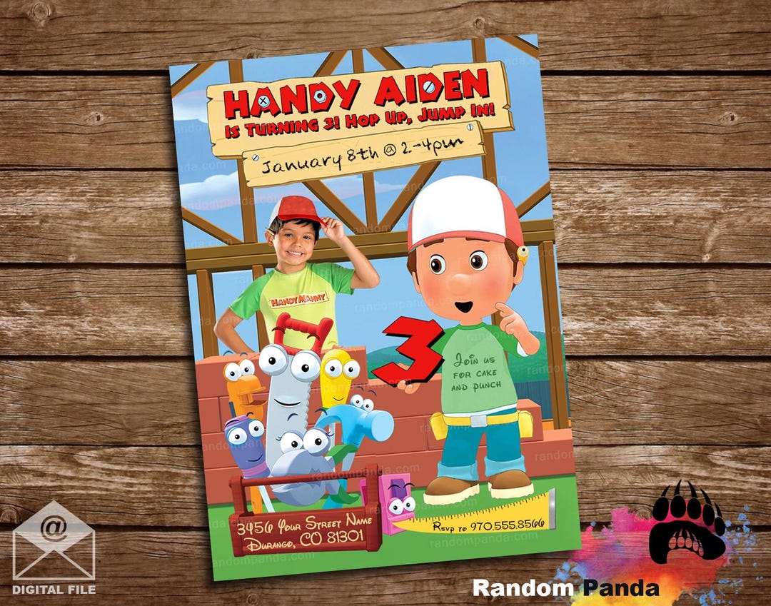Digital Delivery, Personalize Handy Manny Invitation, Handy Manny Party ...