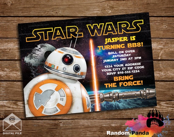 Digital Delivery Star Wars Invitation BB8 Party Star Wars | Etsy