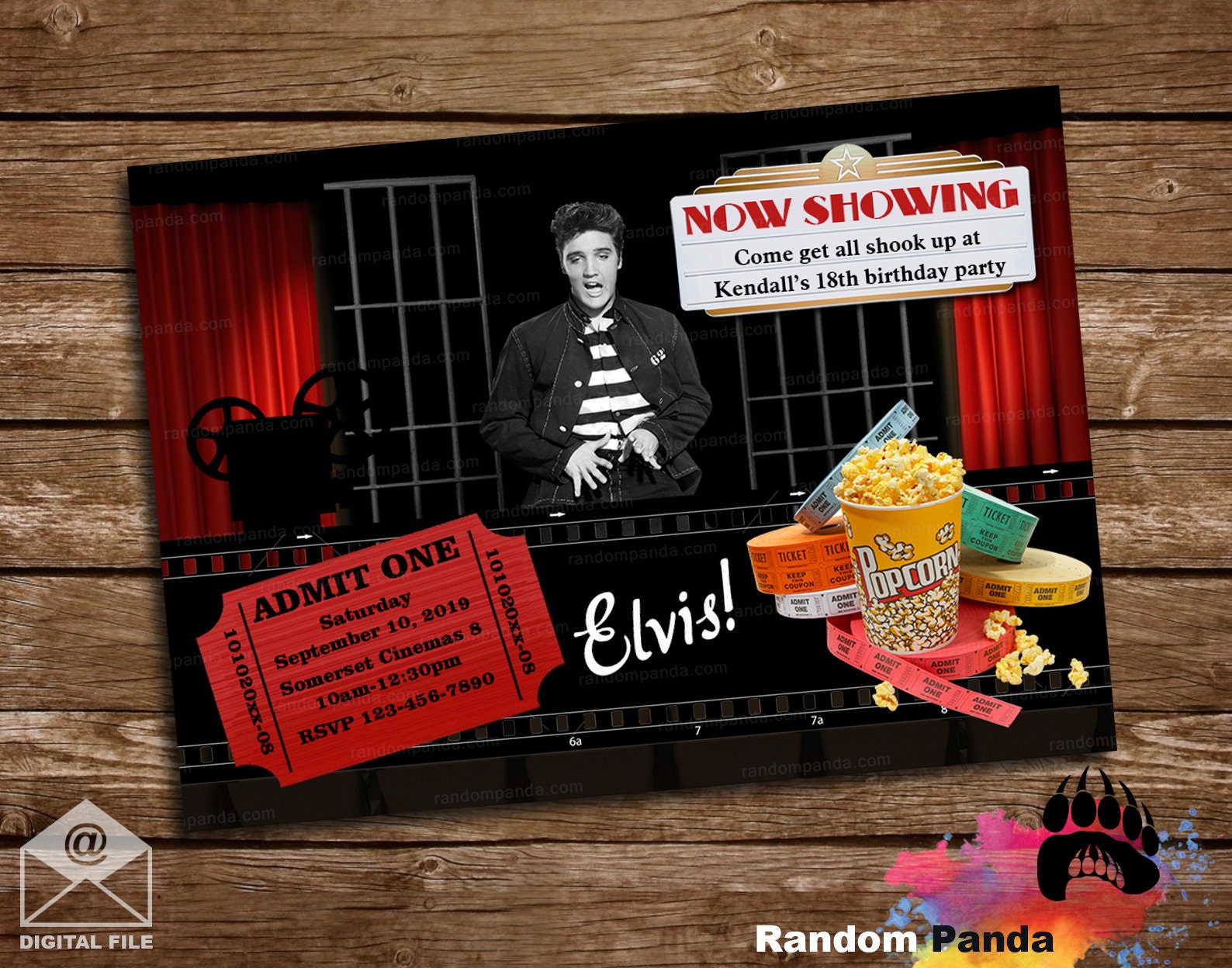 Digital Delivery, Movie Night Elvis Invitation, DVD Elvis Party ...