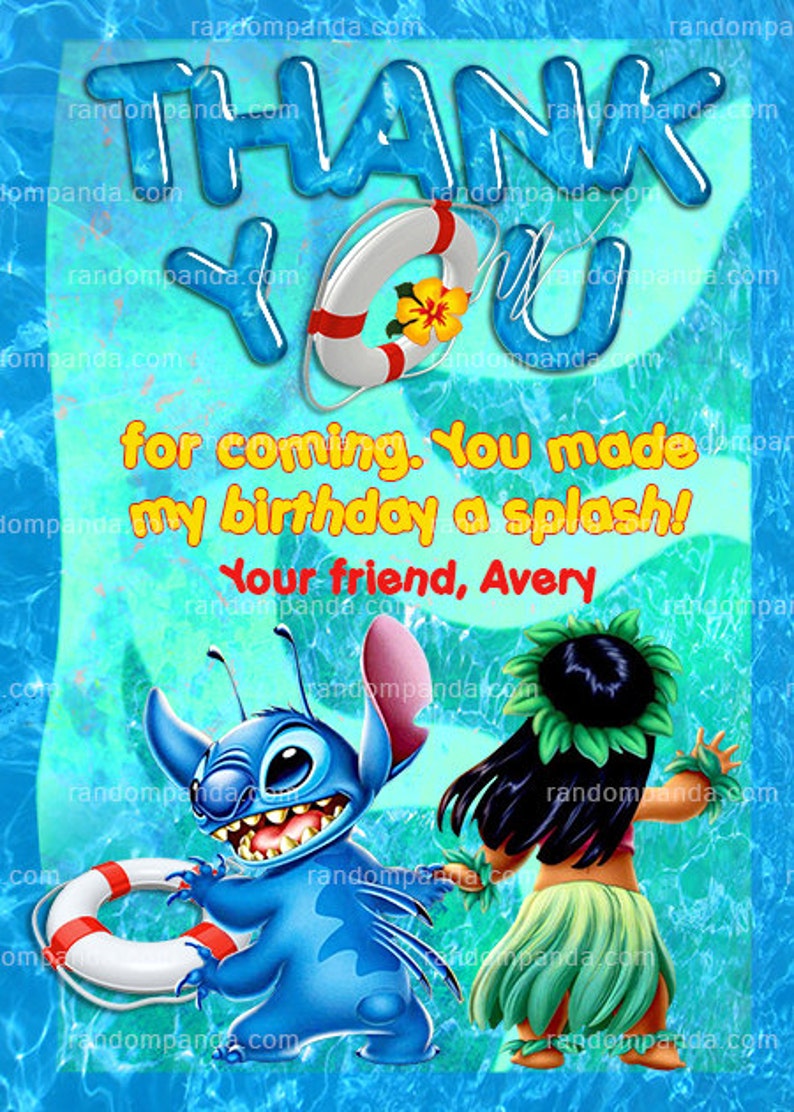 Digital Delivery Lilo and Stitch Thank you Card Lilo and | Etsy