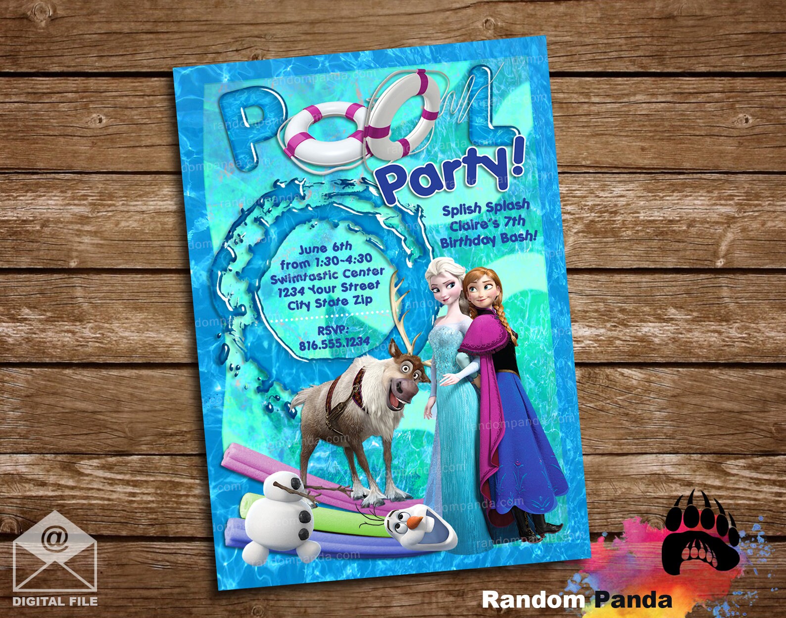 DIGITAL FILE, Frozen Invitation, Frozen Swimming Bday Invite, Frozen ...