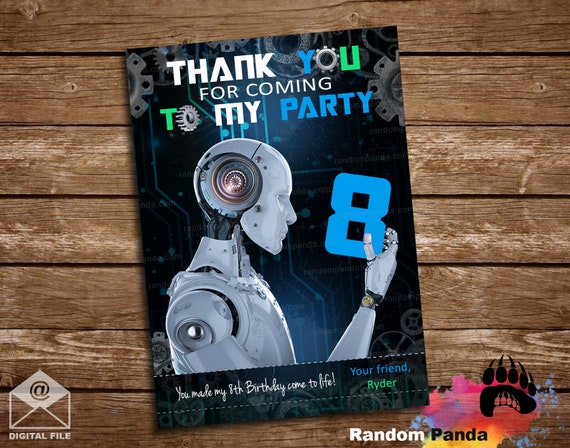 Digital Delivery, Robot Thank You Card, Robotics Droid Party, Science ...