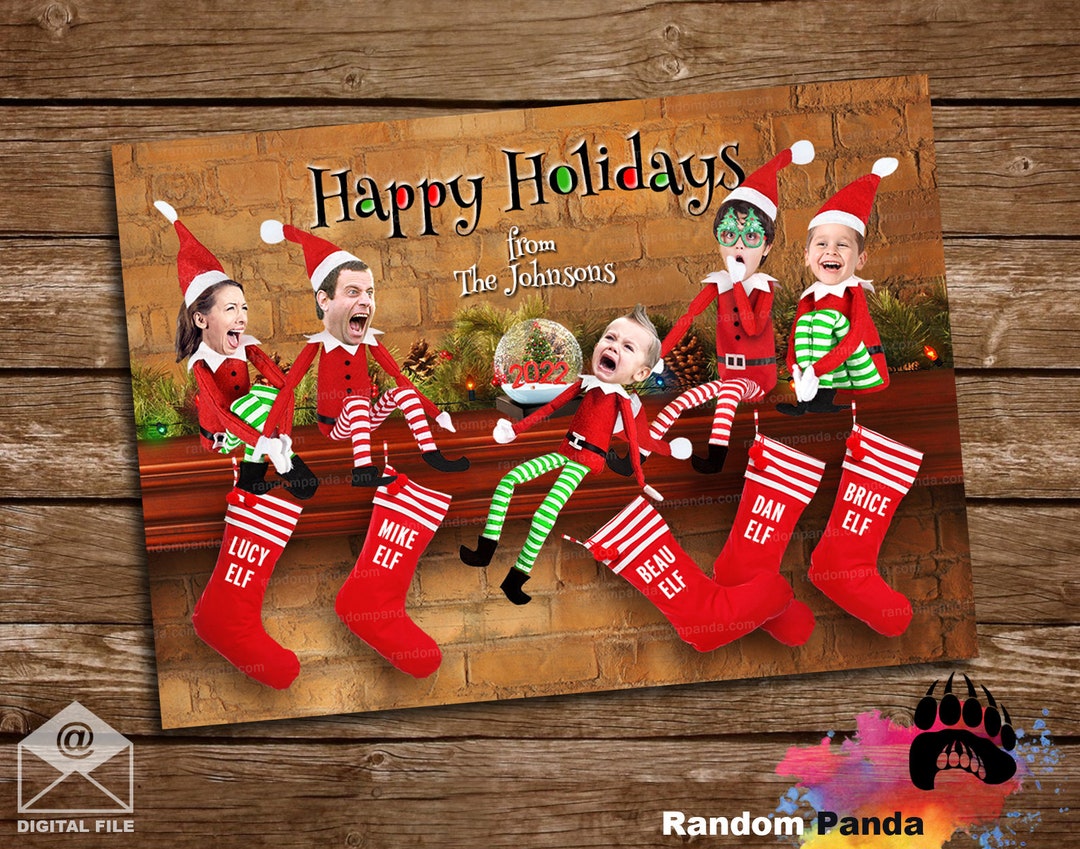 Digital Delivery Funny Christmas Card, Elves Family Holiday, Elf Pushed ...