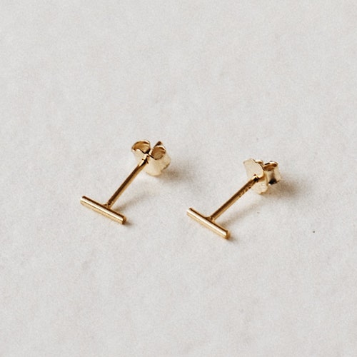 Minimal Line Earrings Small Minimalist Stud Earrings | Etsy
