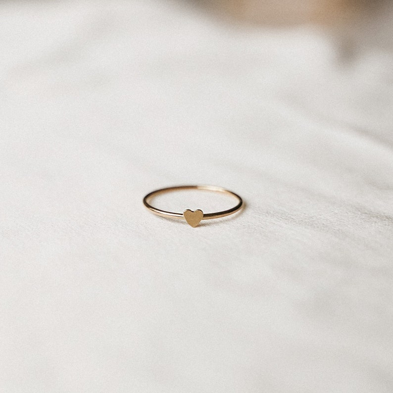 Tiny Heart Stacking Ring 14k Gold Filled Dainty Thin Ring | Etsy