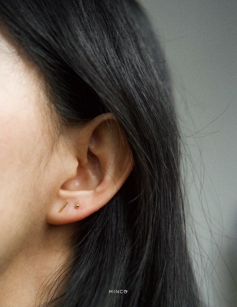 Minimal Line Earrings Small Minimalist Stud Earrings | Etsy