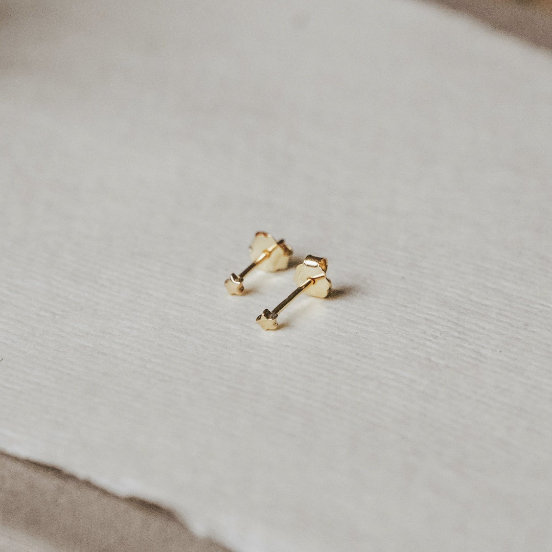 Tiny Star Earrings - Mini Gold Studs - Dainty Earrings - Small Star ...