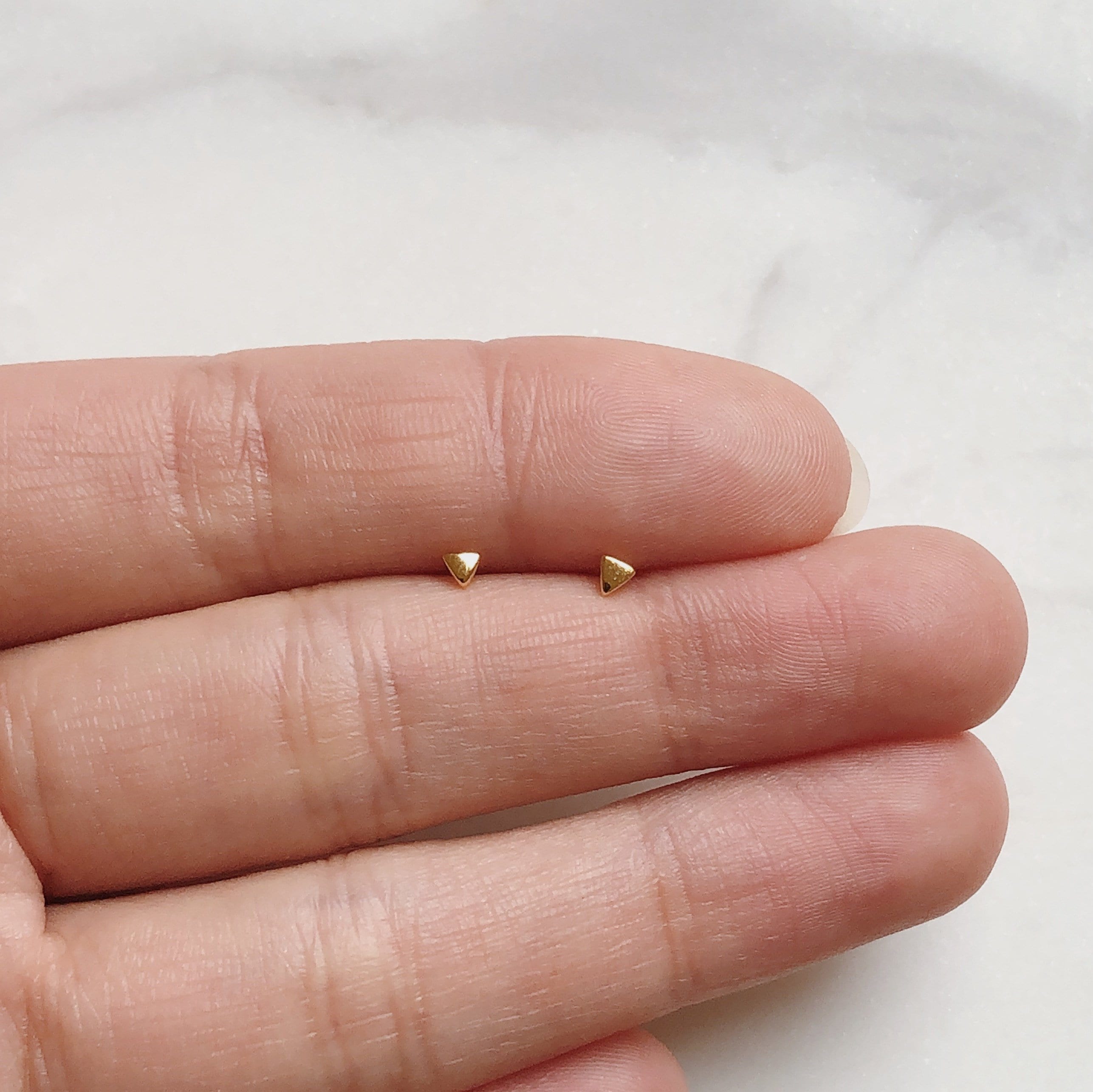 Tiny Triangle Stud Earrings Simple Geometric Earrings | Etsy