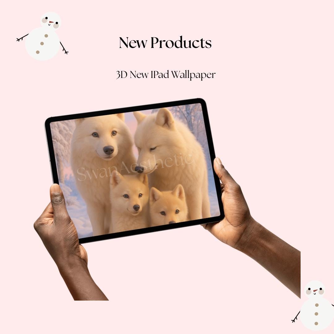 3D Snow Wolf Family iPad Wallpaper Winter Forest Soft Light Scene - Etsy