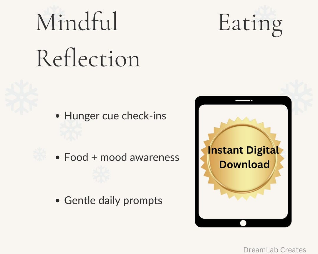 Mindful Eating Journal | Food & Mood Tracker | Hunger Cues Reflection ...