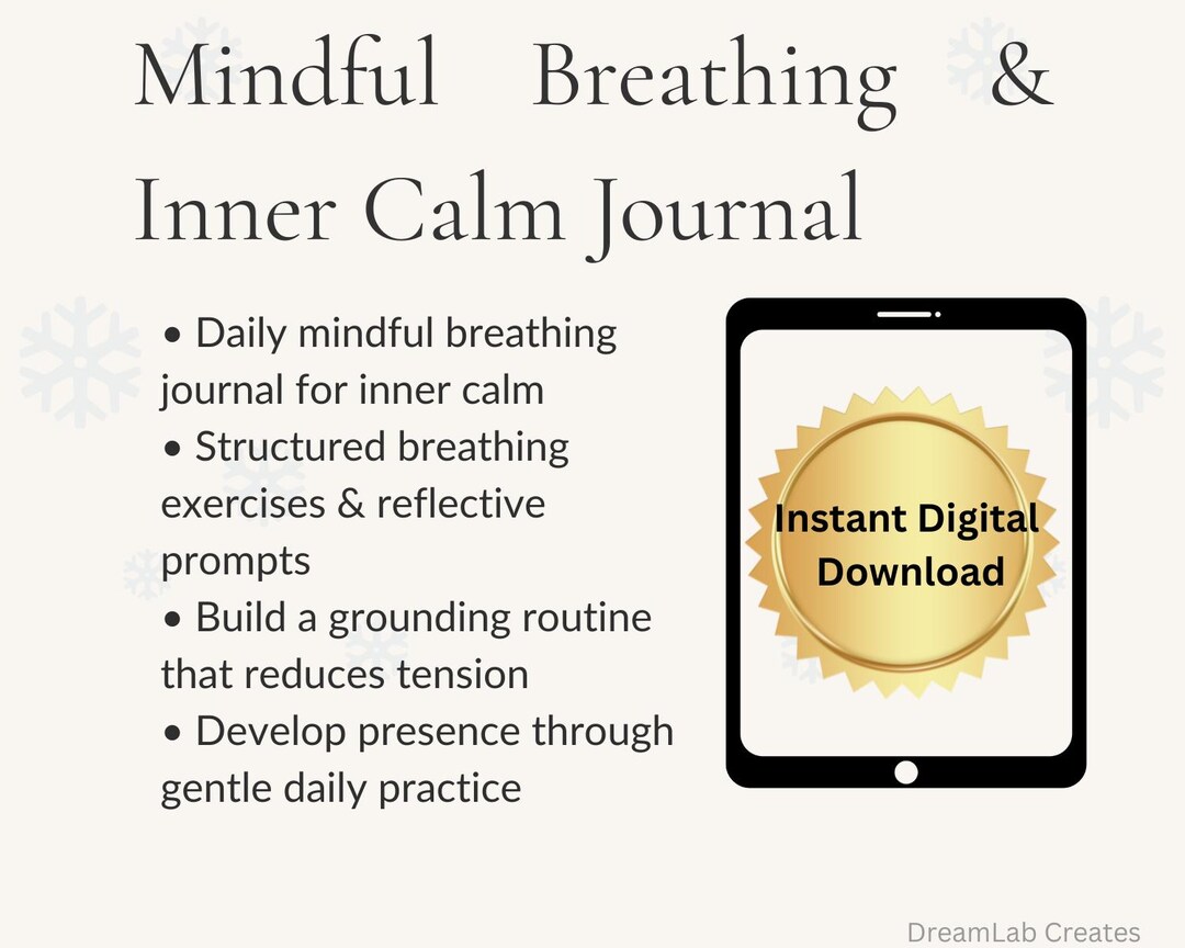 Mindful Breathing & Inner Calm Journal • Daily Breathwork • 35-page ...