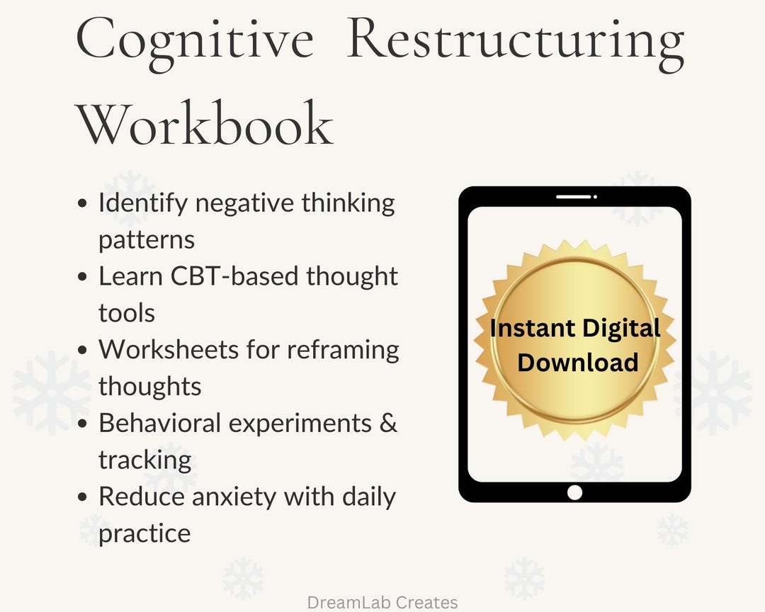Cognitive Restructuring Workbook | CBT Thought Record Template ...