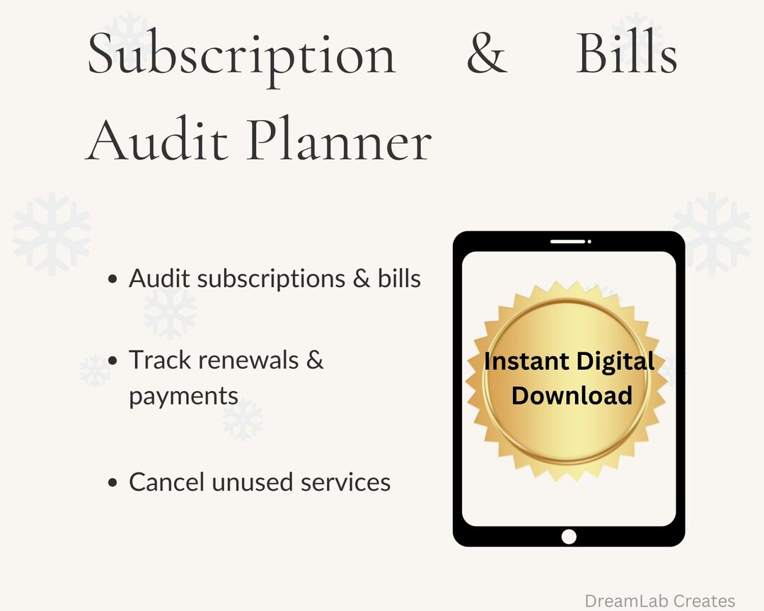 Subscription & Bills Audit Planner to Track, Cancel, and Save - Etsy