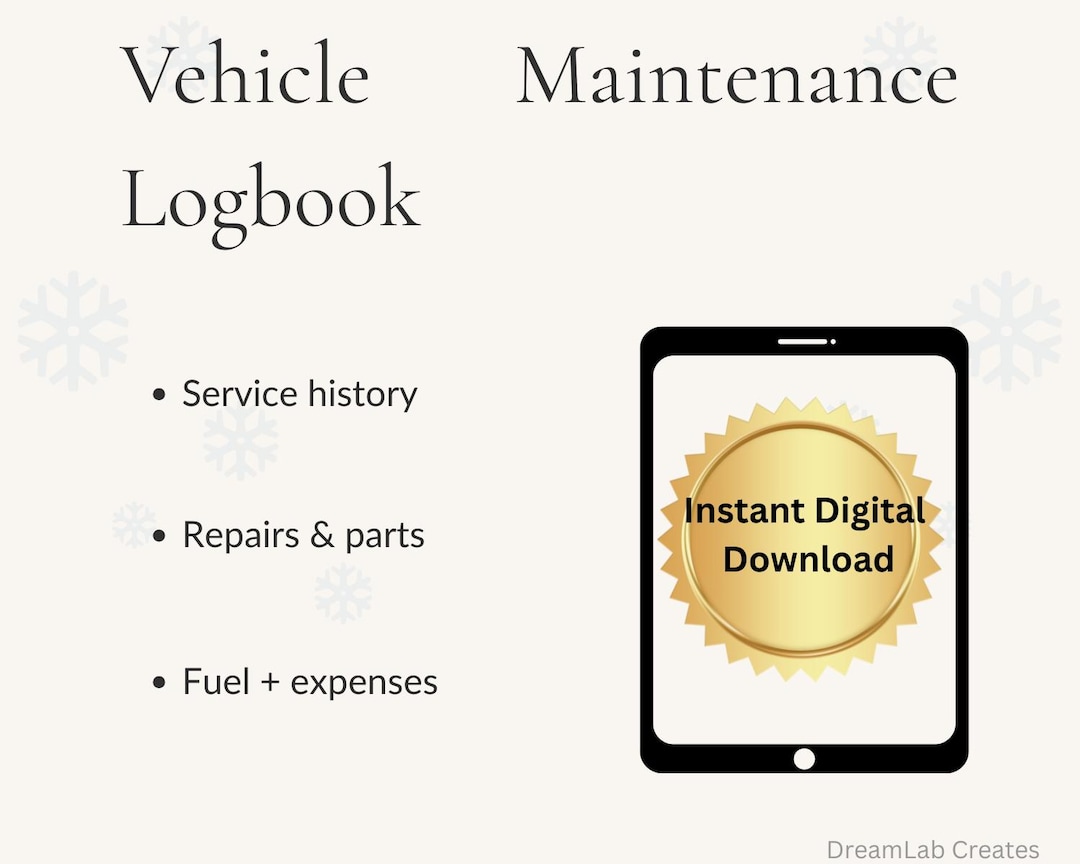Vehicle Maintenance Logbook Printable | Car Service, Oil Change ...