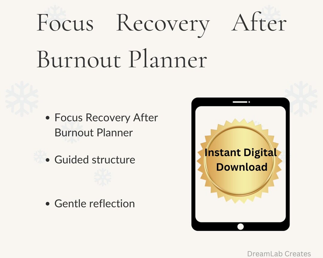Focus Recovery After Burnout Planner – Gentle Reset - Etsy