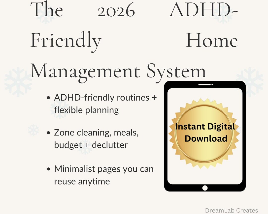 Adhd-friendly Home Management Planner 2026 | Cleaning, Routines, Meal ...