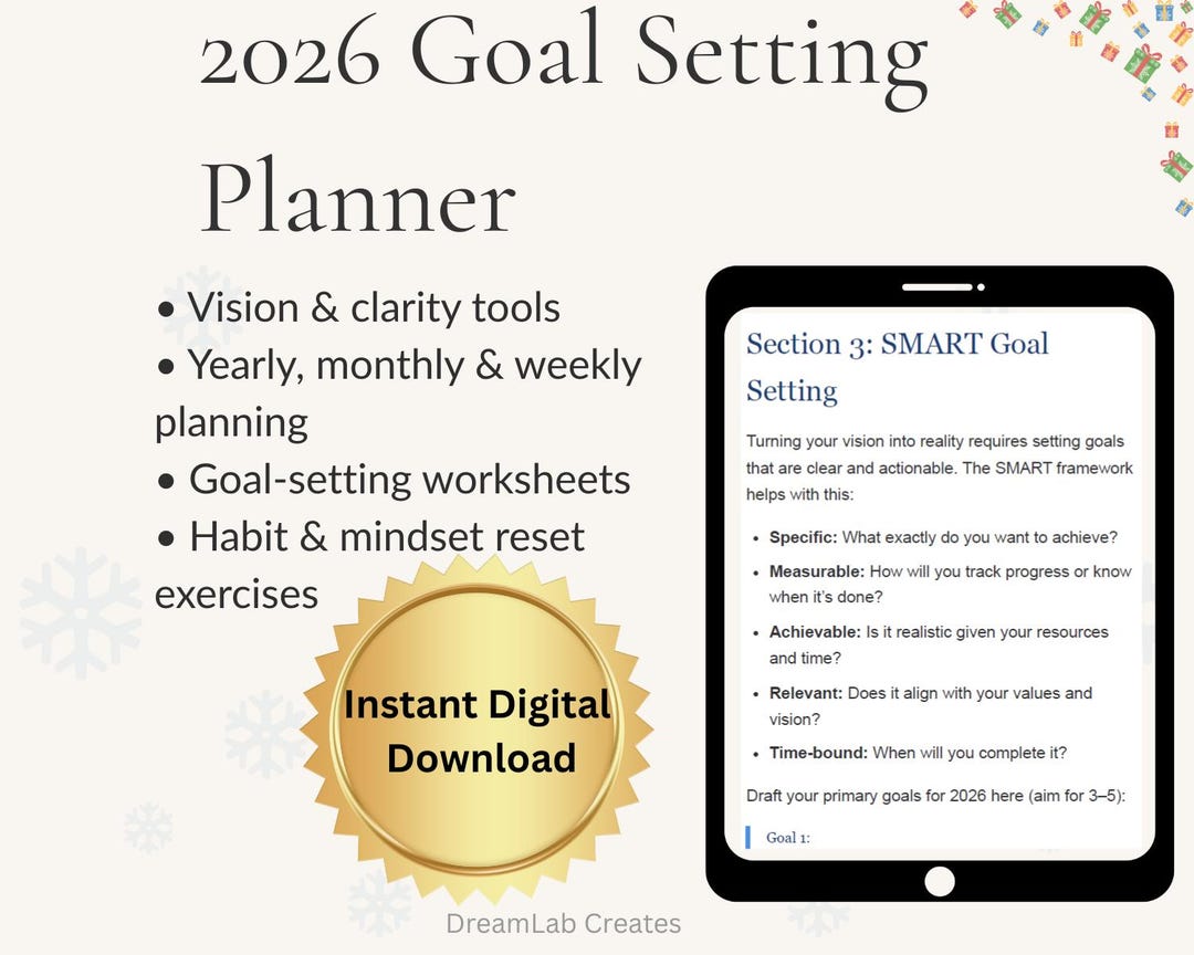 2026 Goal Setting Planner · Annual Goals · Vision Worksheets ...