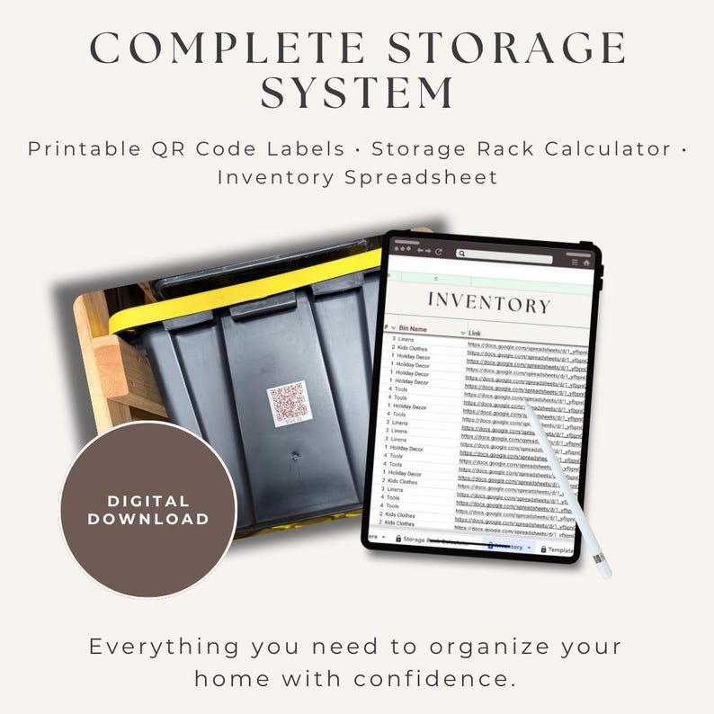 27-gallon Bin Storage System • Rack Calculator, QR Code Labels (digital ...