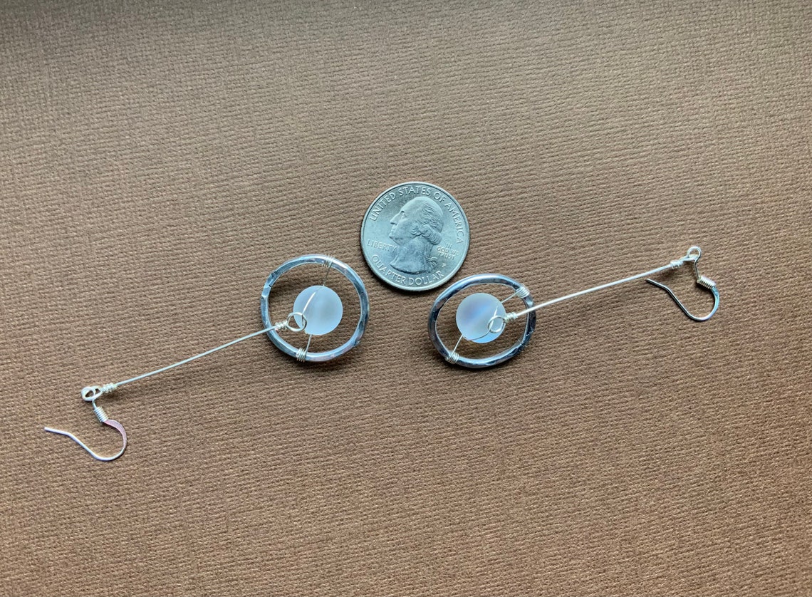 Saturn Earrings Moonstone Earrings White Synthetic Moonstone Etsy