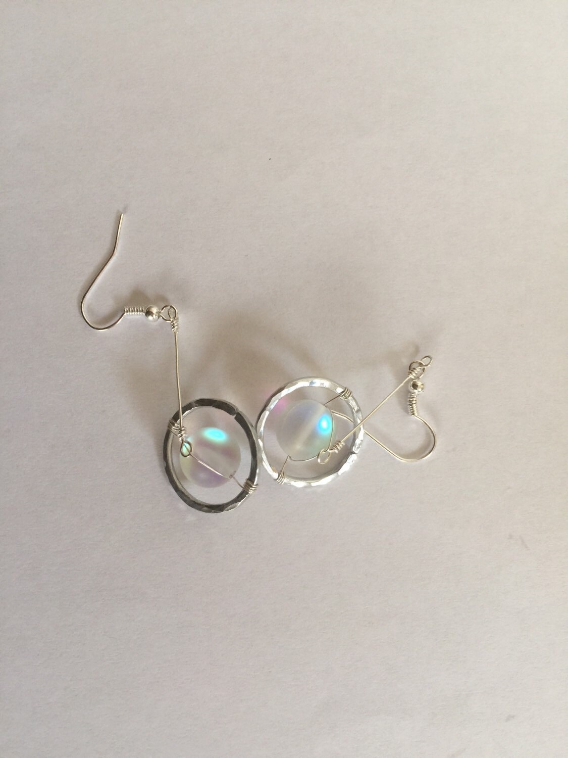 Saturn Earrings Moonstone Earrings White Synthetic Moonstone Etsy