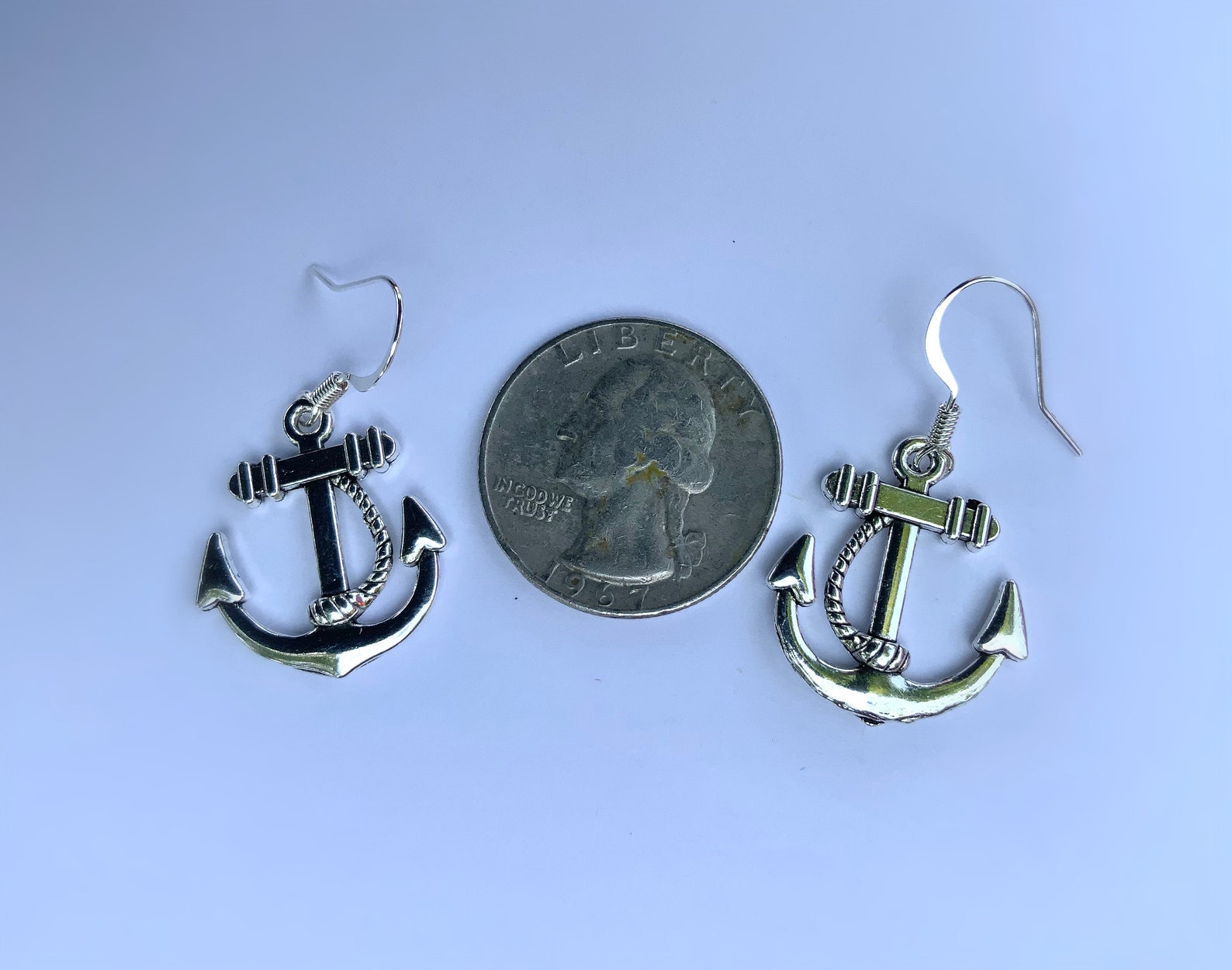 Silver anchor earrings/ silver plated anchor earrings/ | Etsy