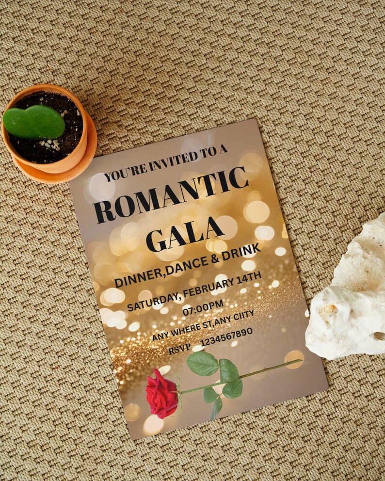 Romantic Gala Invitation | Valentine's Day Party (printable Digital ...