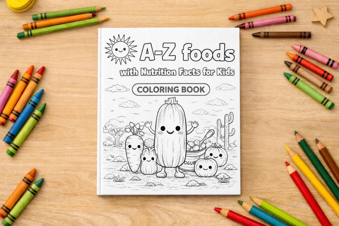 Nutrition Facts Coloring Book for Kids A-Z Foods 27 Pages (digital ...