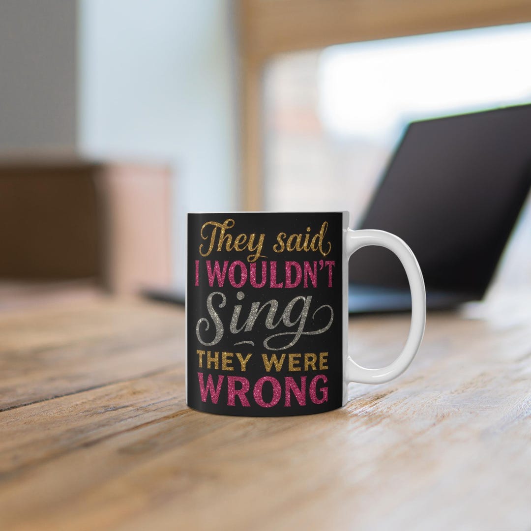 Sing Singing Karaoke Saying Mug | Colorful Script on Black Background ...