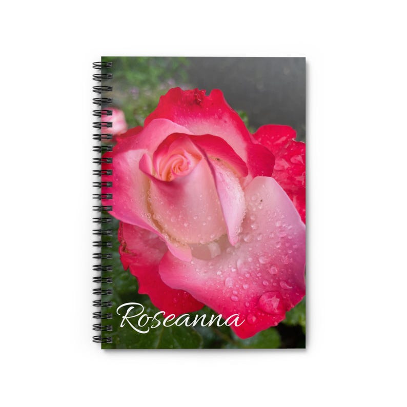 Personalized Rose Spiral Journal – Dual-tone Pink White Floral Notebook ...