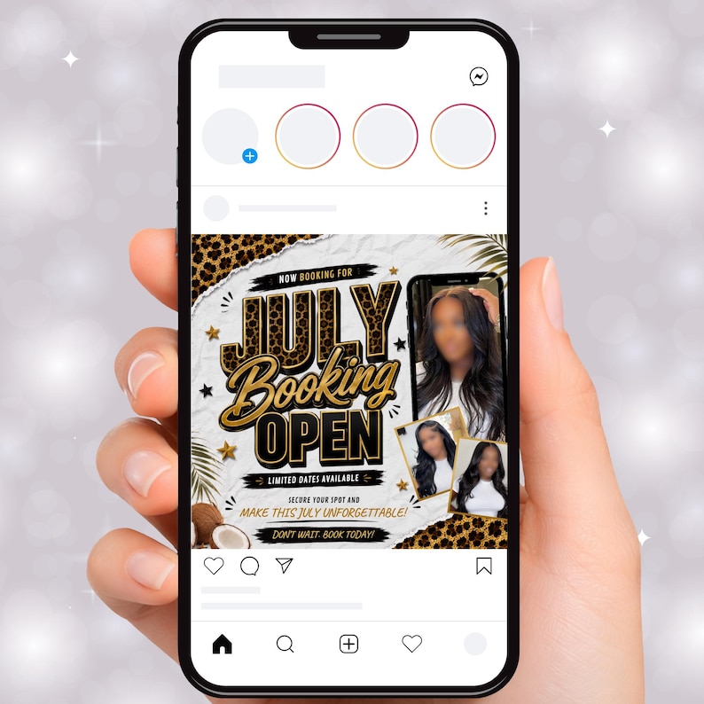 Leopard Print July Booking Flyer, Hair Braid Lash Brow (digital ...