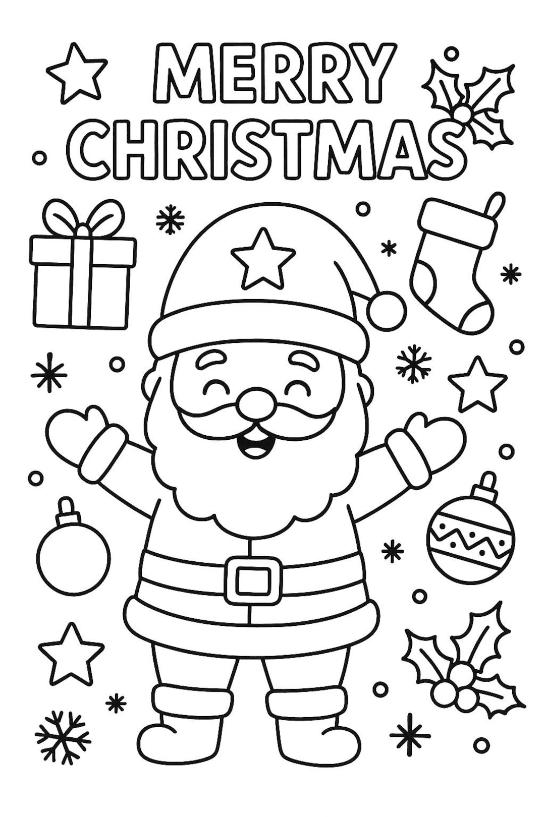 Santa Coloring Page | Holiday Christmas Activity for Kids (PDF) - Etsy