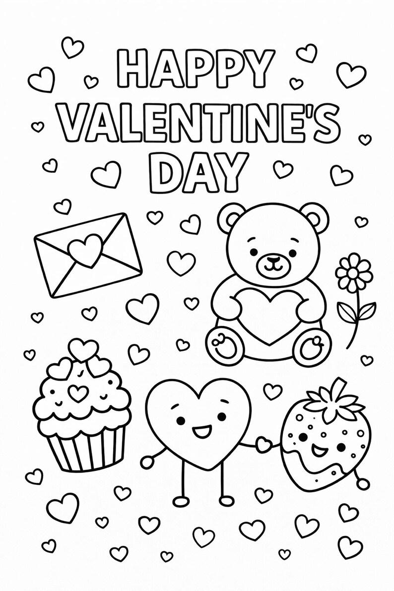Valentine’s Day Coloring Book for Kids | Cute Valentine Coloring Pages ...