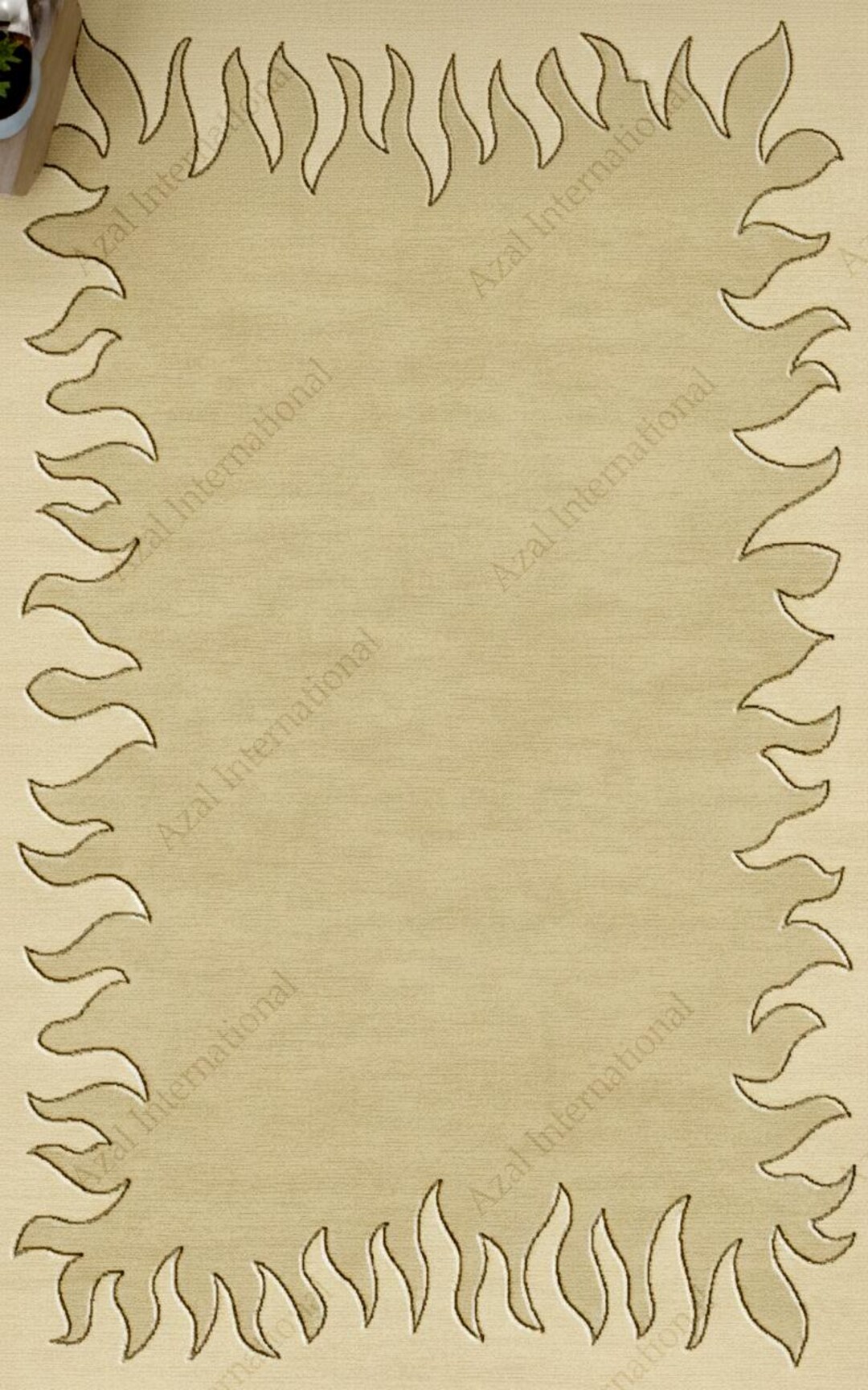 Hand-tufted Wool Rug – Cream Flame Pattern, Boho Area Carpet - Etsy