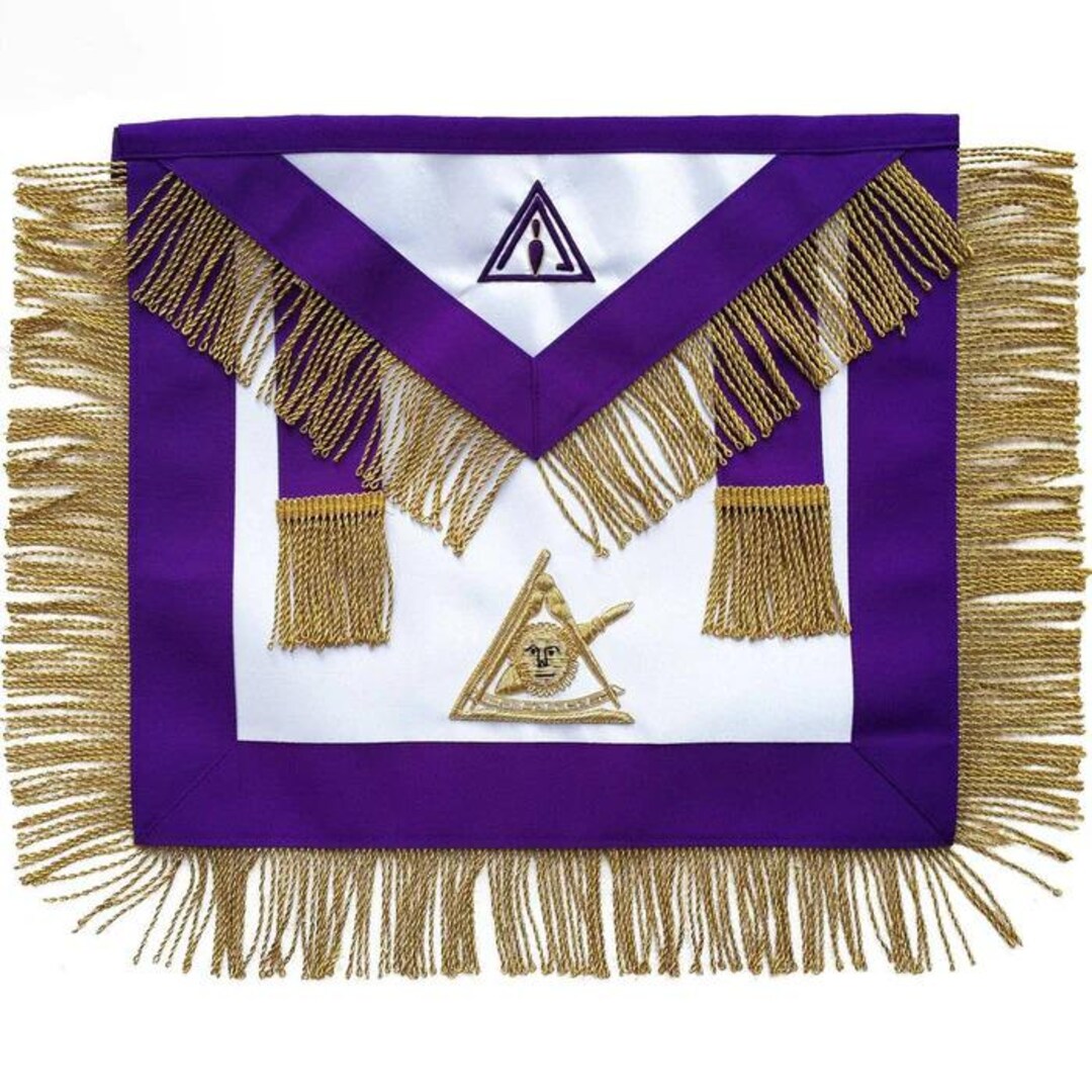 Past Illustrious Master Council Apron - Purple Hand Embroidery & Fringe ...