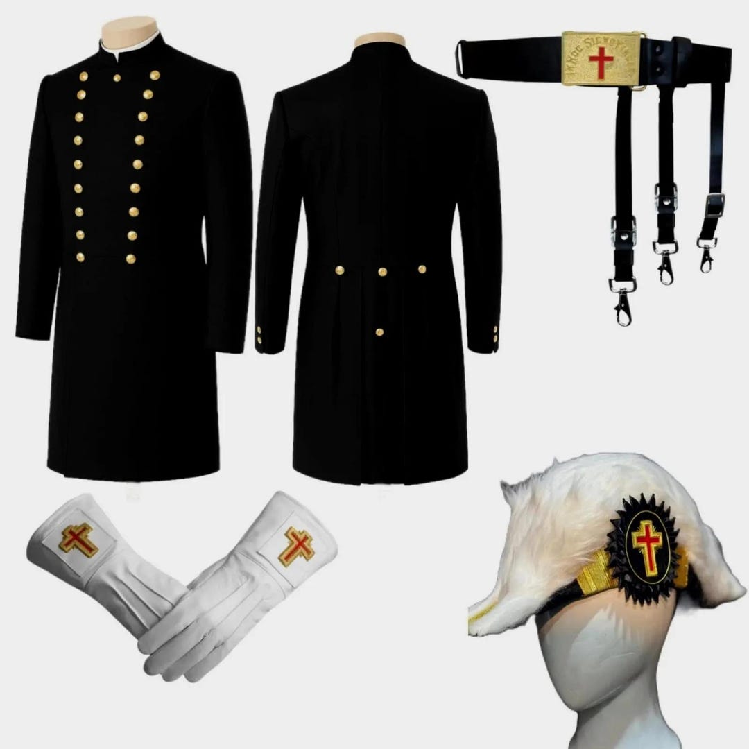 Knights Templar Black Uniform Set With Coat, Cap, Belt, Shoulder Boards ...