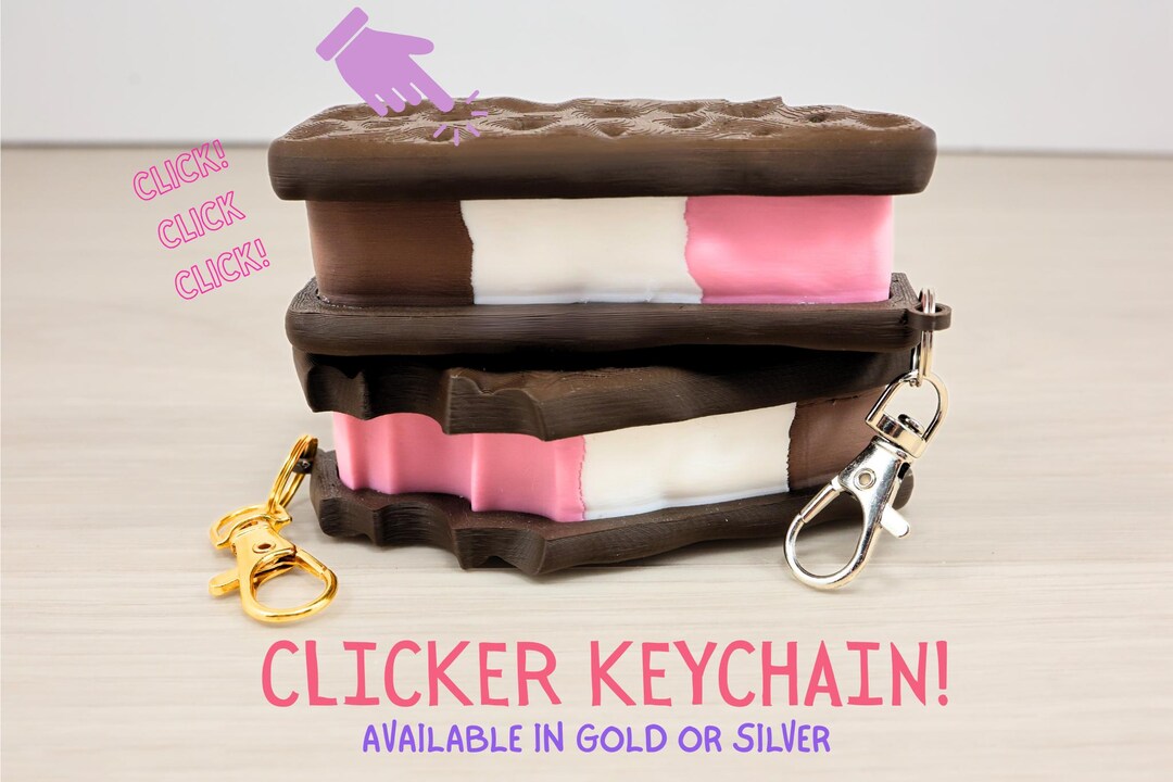 3D Printed Neapolitan Ice Cream Sandwich Clicker Keychain - Etsy